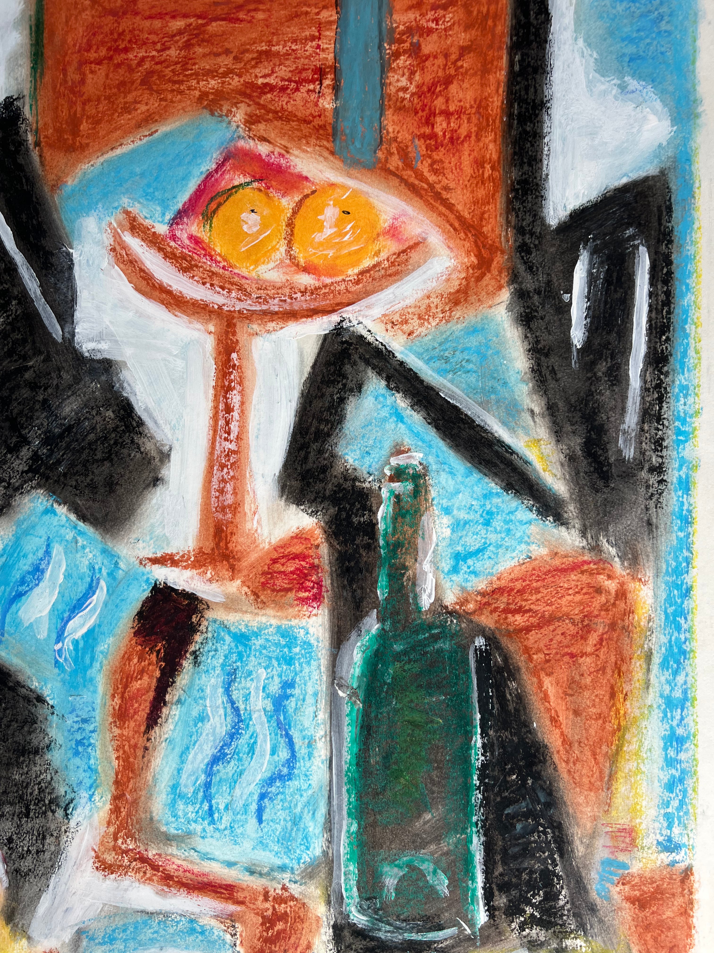 Roland CHANCO (1914-2017), Cubist Pastel and gouache drawing, signed ...